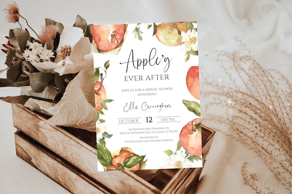Apple Bridal Shower Invitation Template Editable Fall Bridal - Etsy