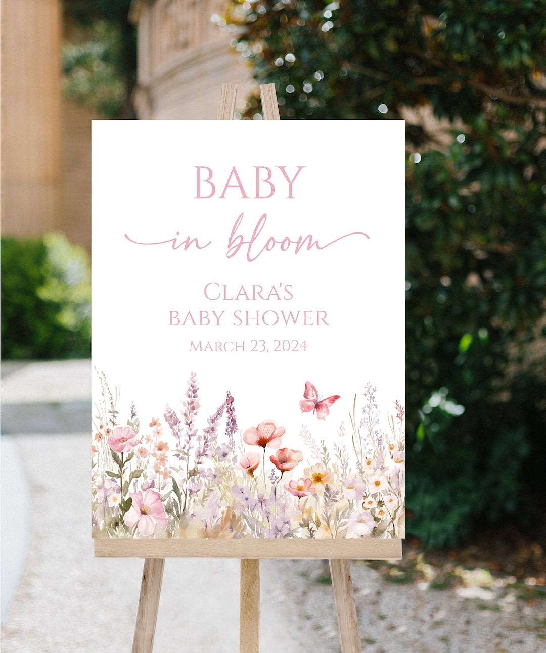 Editable Baby in Bloom Baby Shower Welcome Sign, Wildflower Baby Shower ...