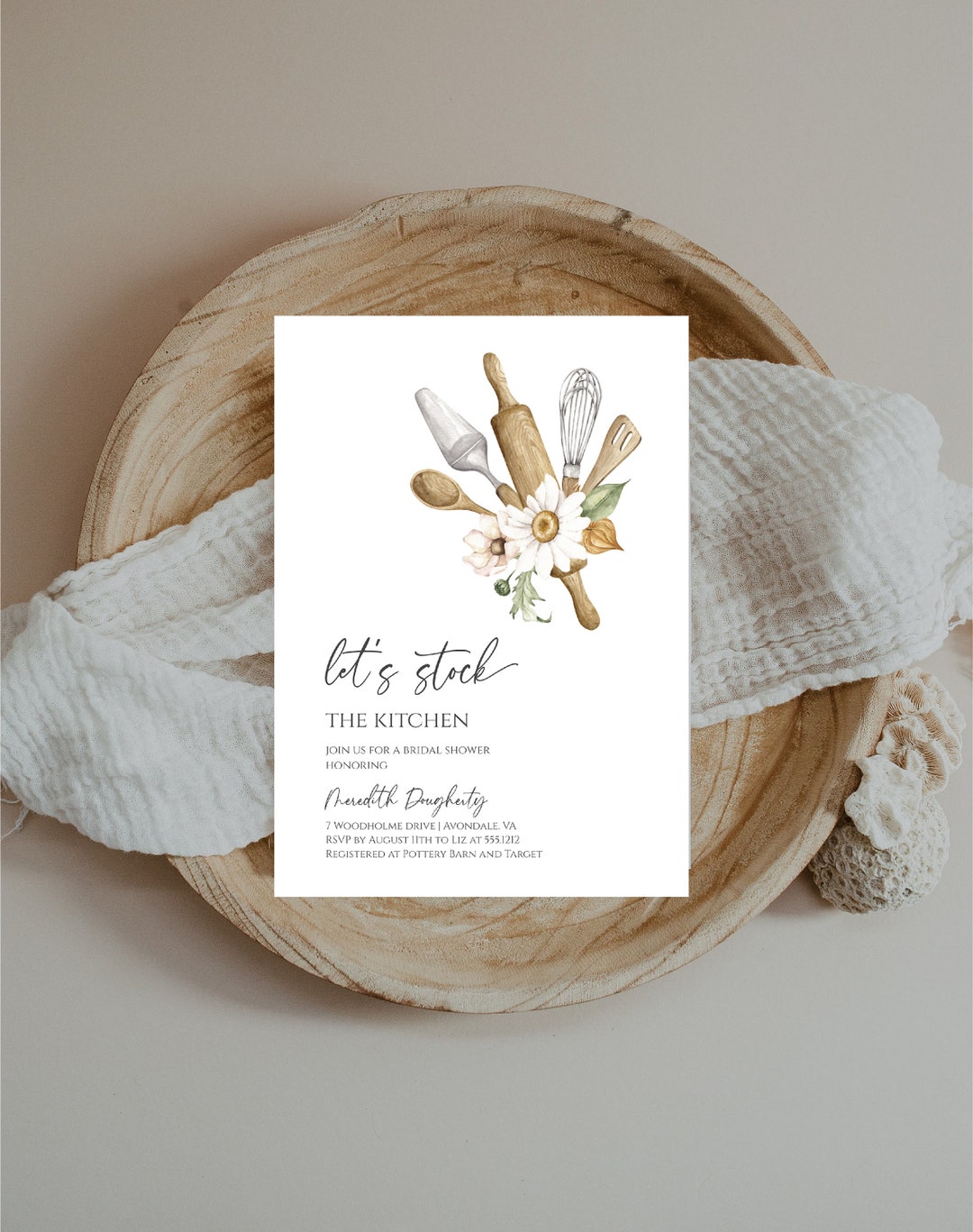 Stock the Kitchen Bridal Shower Invitation, Editable Kitchen Shower ...
