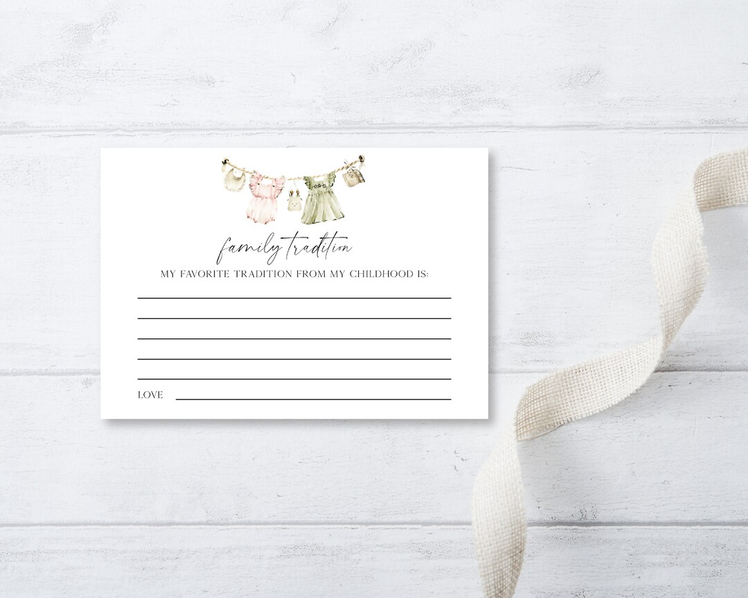 Family Traditions Card for Baby Shower, Boho Baby Shower Family ...