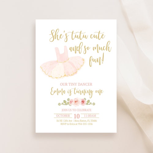 Tutu Cute Birthday Party Invitation - Etsy