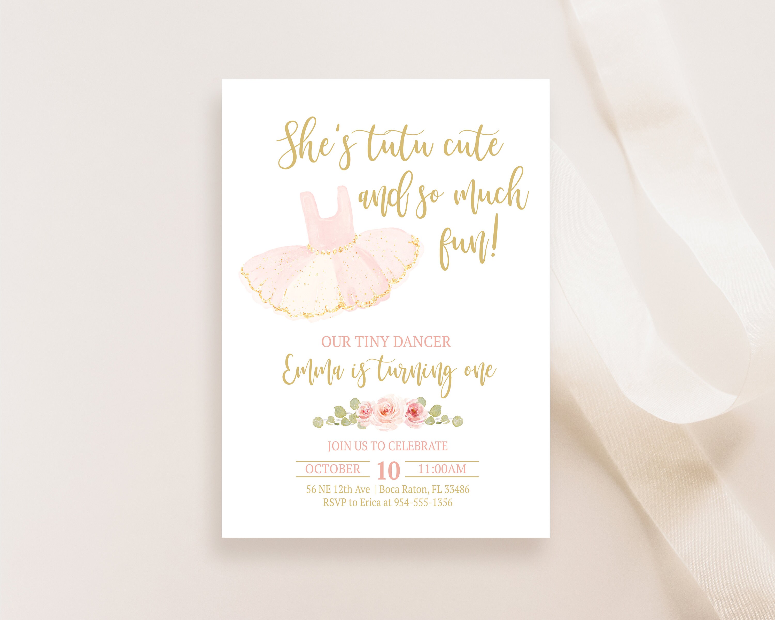 Tutu Birthday Invitation Instant Download Ballerina 1st - Etsy