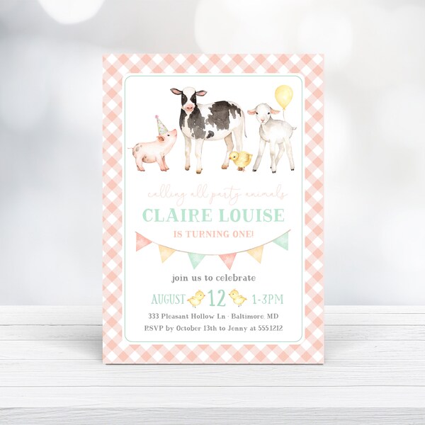 Farm First Birthday Invitation - Etsy