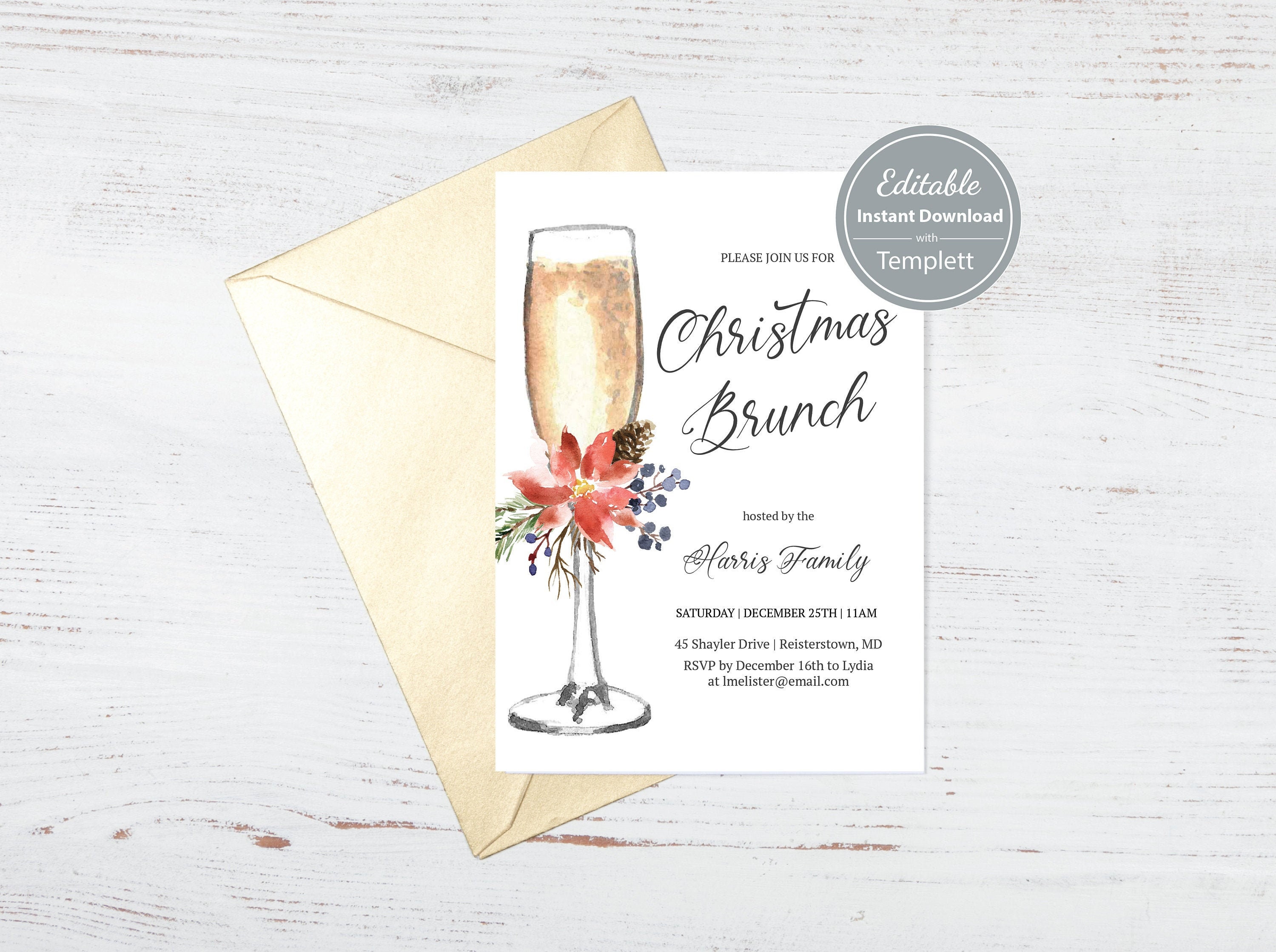 Christmas Brunch Invitation Bubbly and Brunch Invitation - Etsy