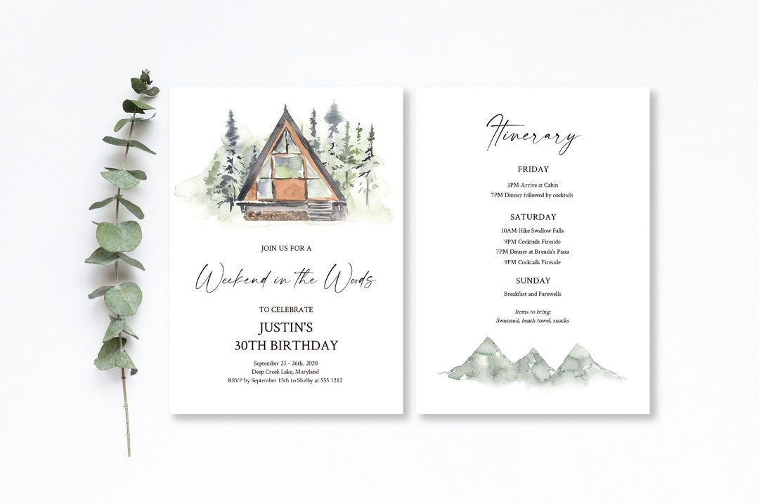 Weekend in the Woods Invitation, Cabin in the Woods Invite, Weekend in ...