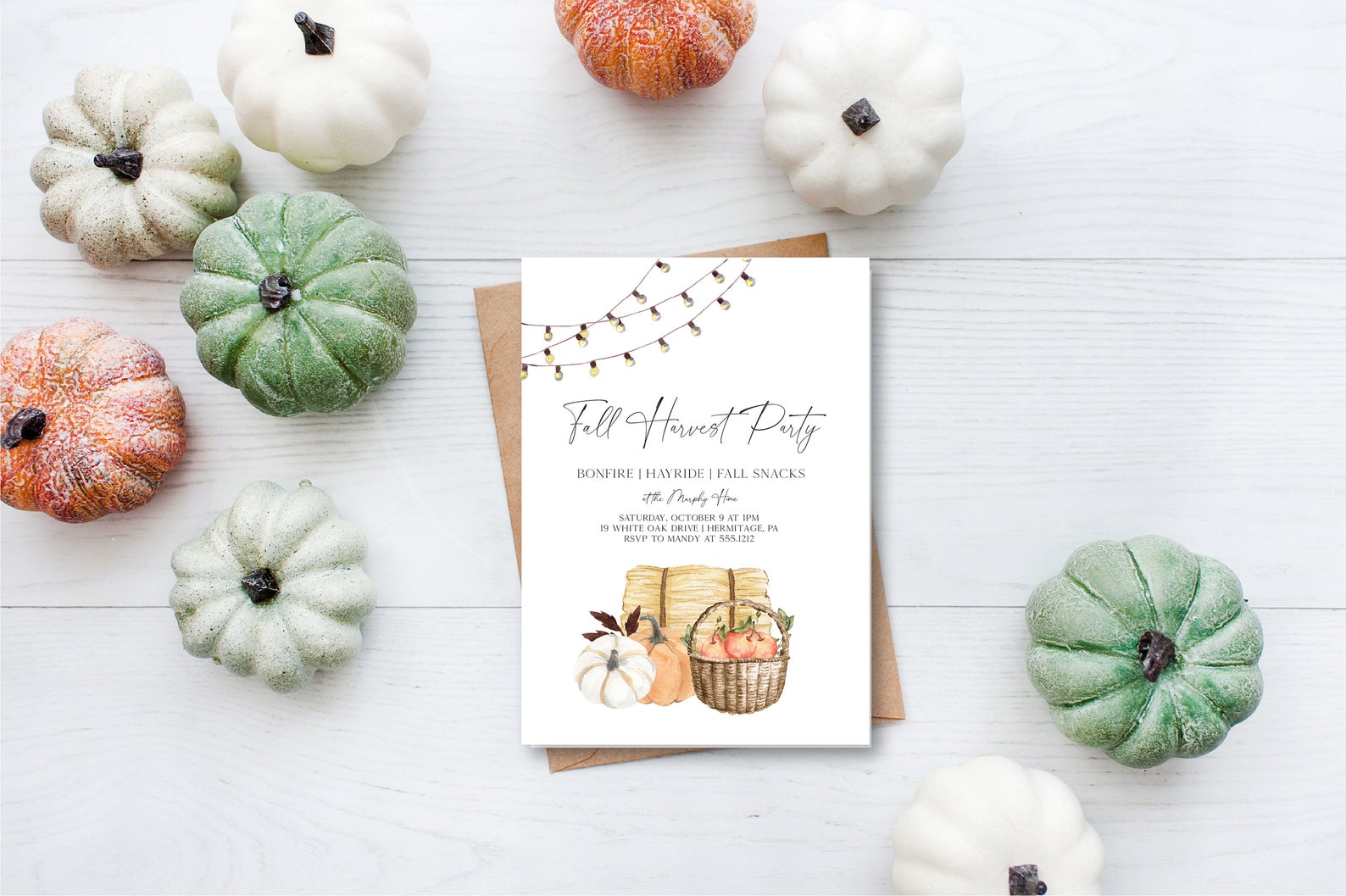 Autumn Harvest Party Invitation, Instant Download, Editable, Backyard ...