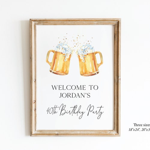 Cheers and Beers Welcome Sign Beer Birthday Party Welcome - Etsy