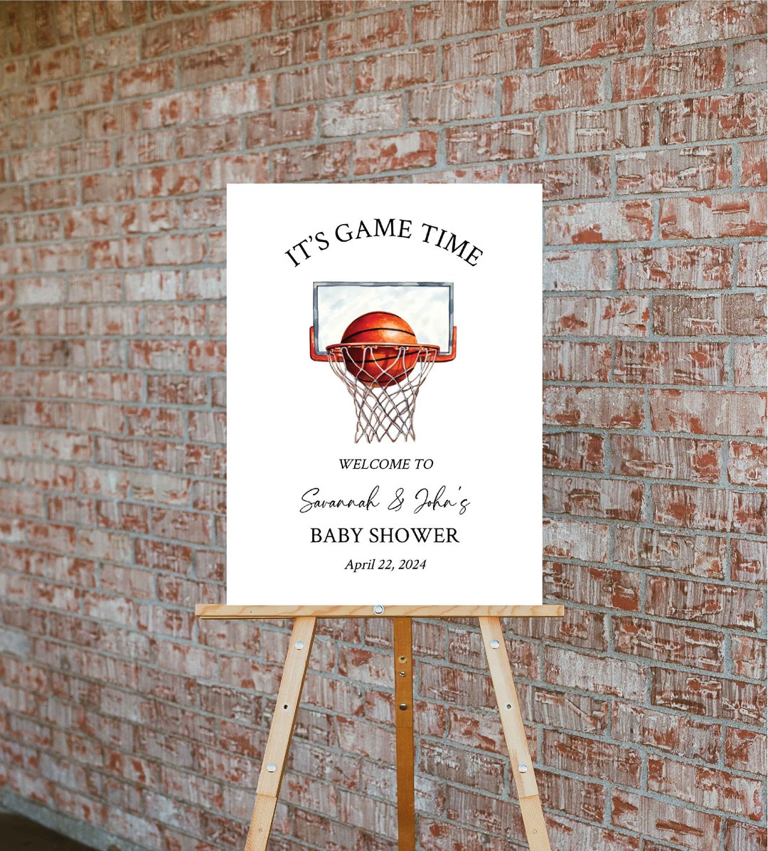Basketball Baby Shower Welcome Sign, Editable Basketball Baby Shower ...