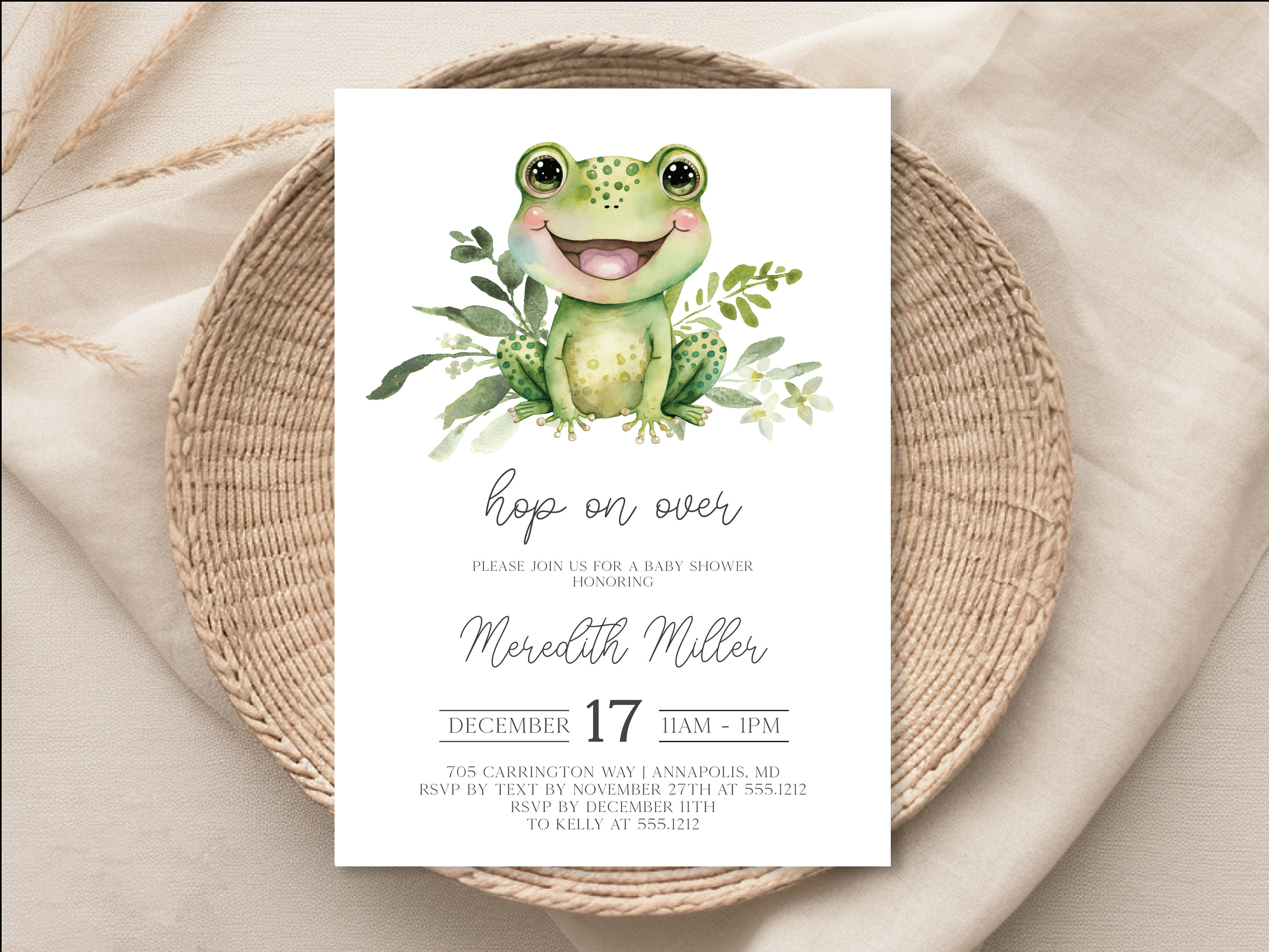 Frog Baby Shower Invitation Bundle Printable Frog Invitation for Baby ...