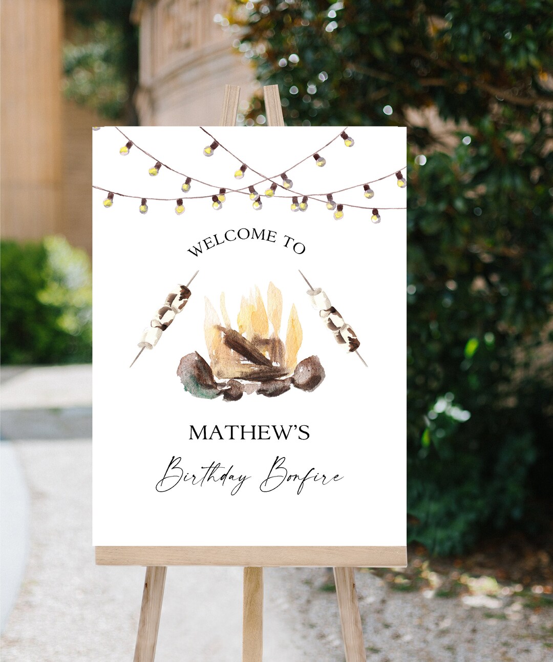 Bonfire Birthday Party Welcome Sign, Instant Download, Editable ...