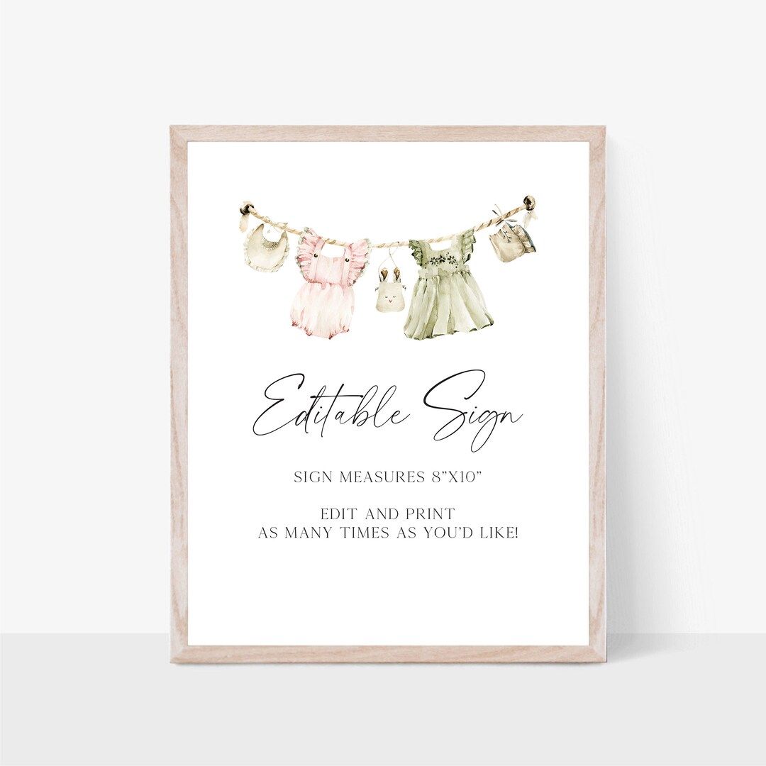 Editable Girl Baby Shower Sign, Boho Baby Shower Sign, Templett Instant ...