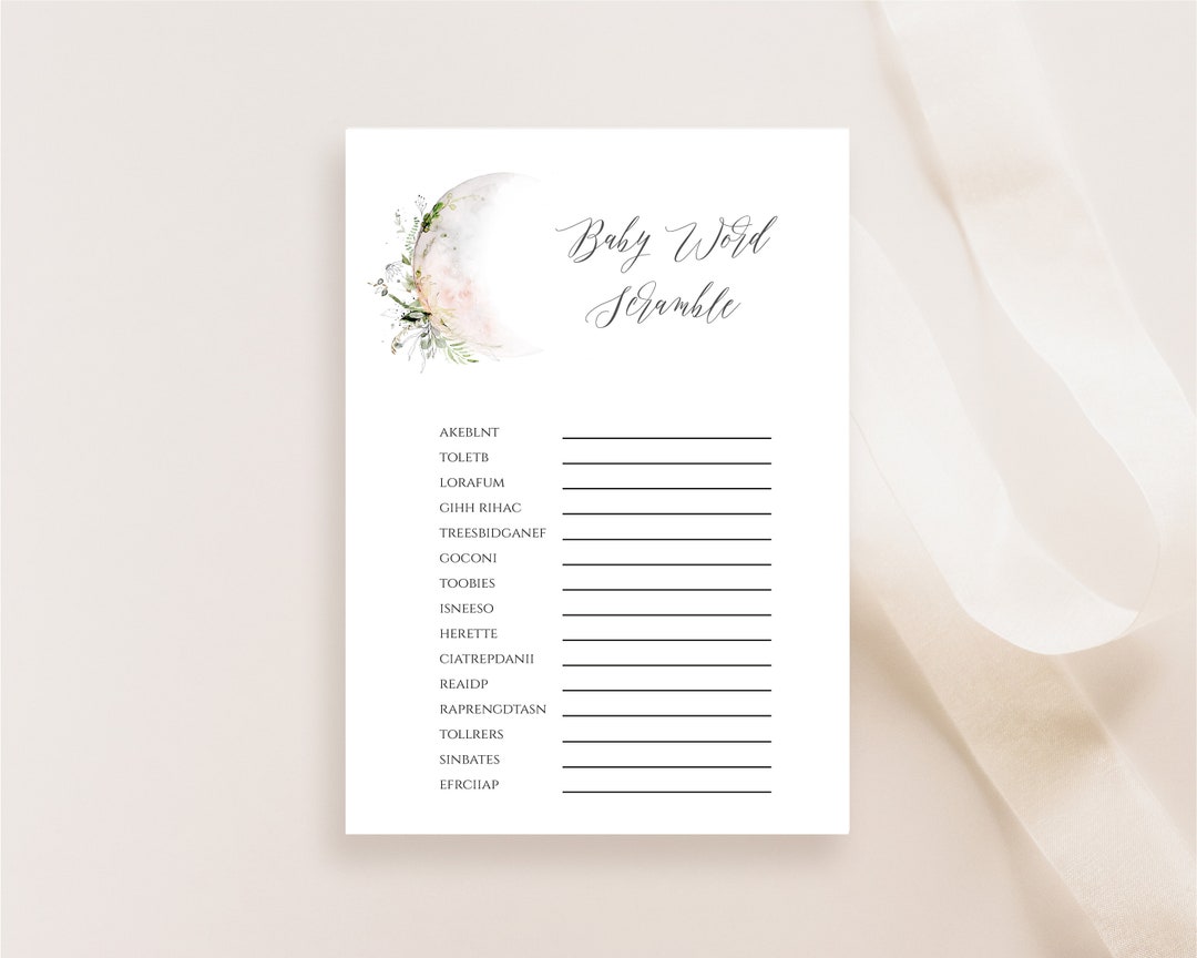 Moon Baby Word Scramble Game, Instant Download, Baby Shower Game ...