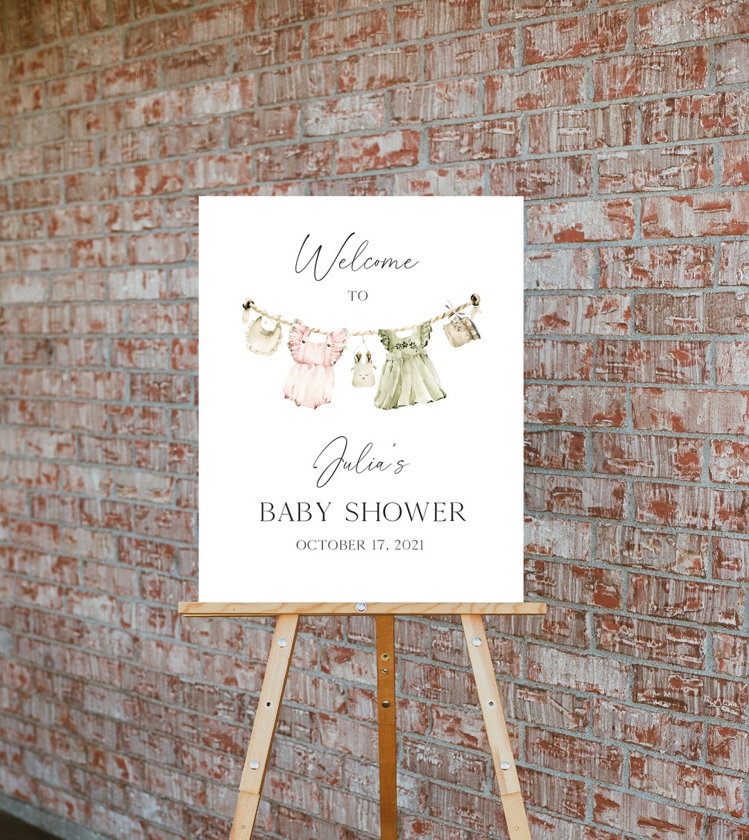 Editable Girl Baby Shower Welcome Sign, Boho Baby Shower Sign, Templett ...