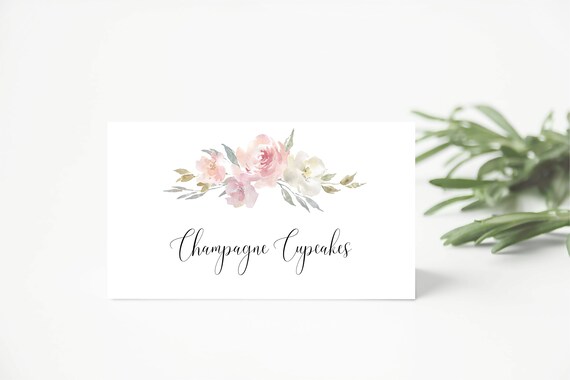 Pink Floral Place Cards INSTANT DOWNLOAD Editable Template - Etsy