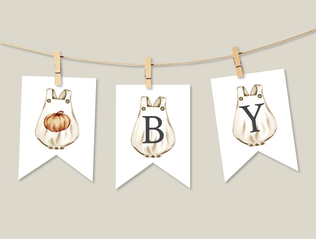 Editable Pumpkin Baby Shower Banner, Instant Download Pumpkin Onesie ...