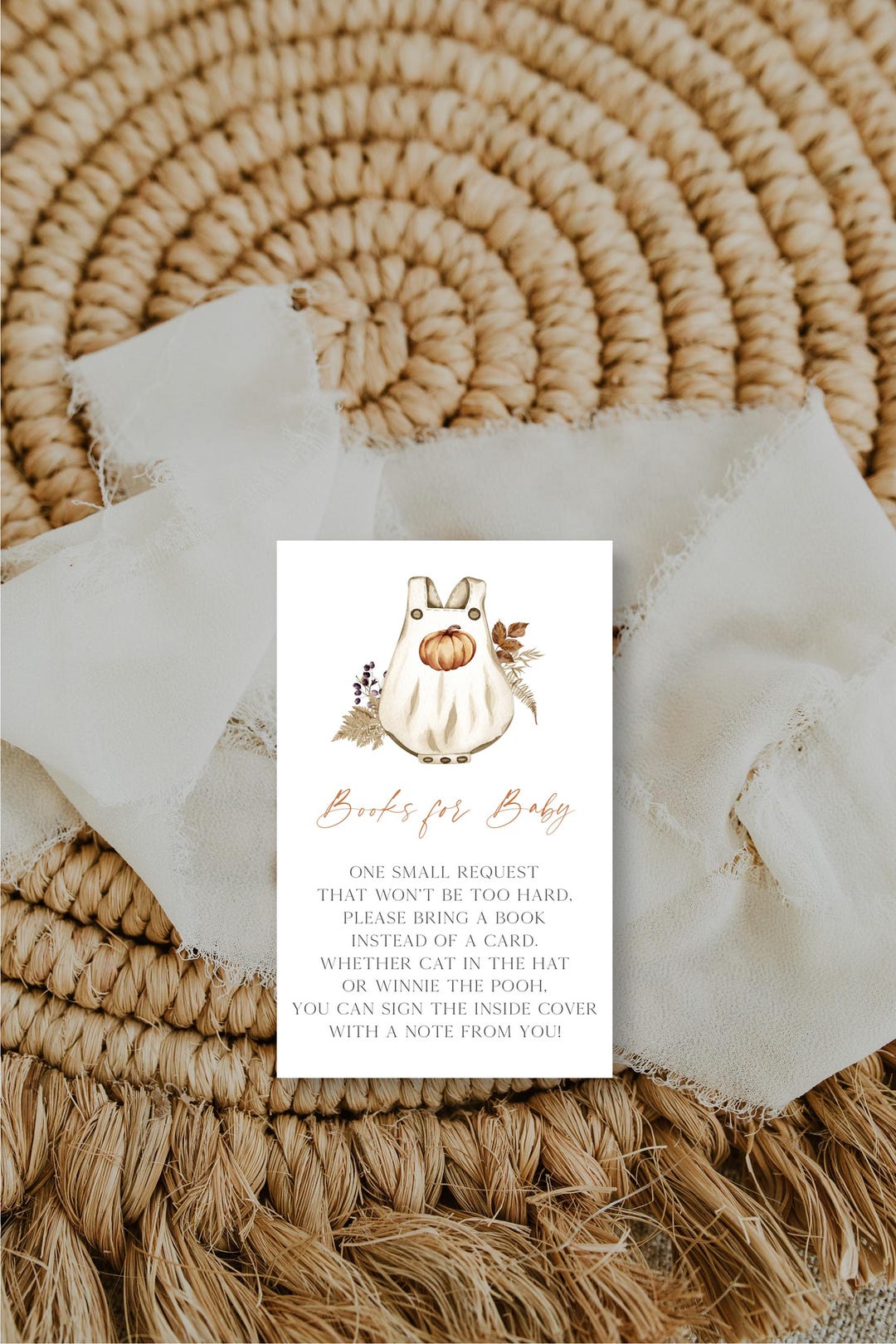 Pumpkin Baby Shower Books for Baby Card, Editable Onesie Baby Shower ...