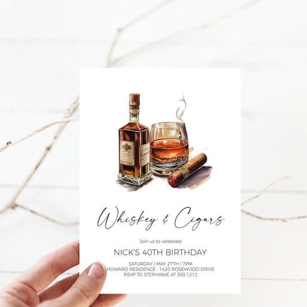 Whiskey and Cigar Invitations - Etsy