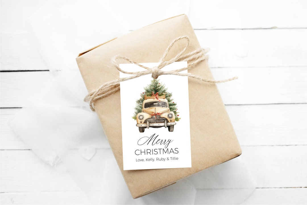 Christmas Car Gift Tag, Editable Christmas Gift Tags, Instant Download ...