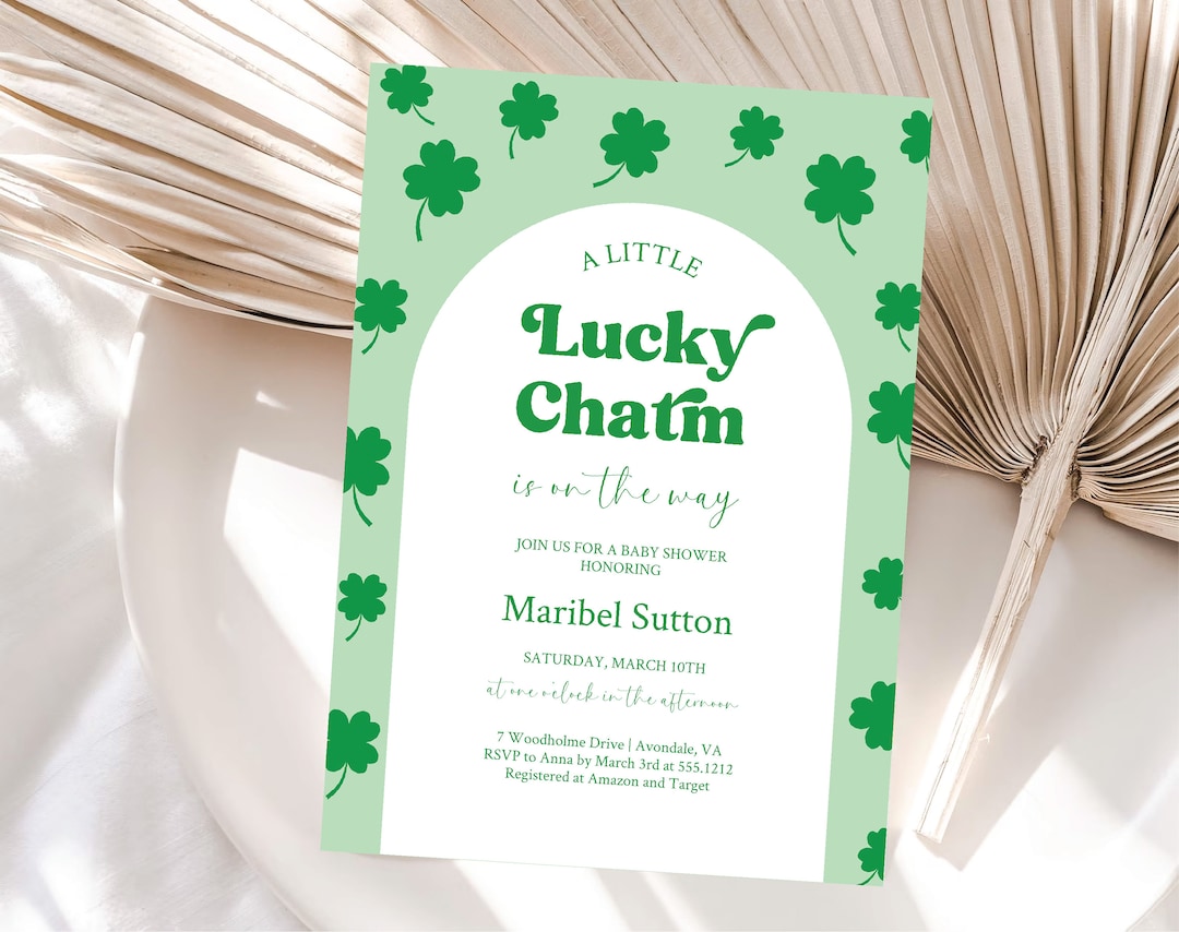 Editable Shamrock Baby Shower Invitation, St Patricks Day Baby Shower ...