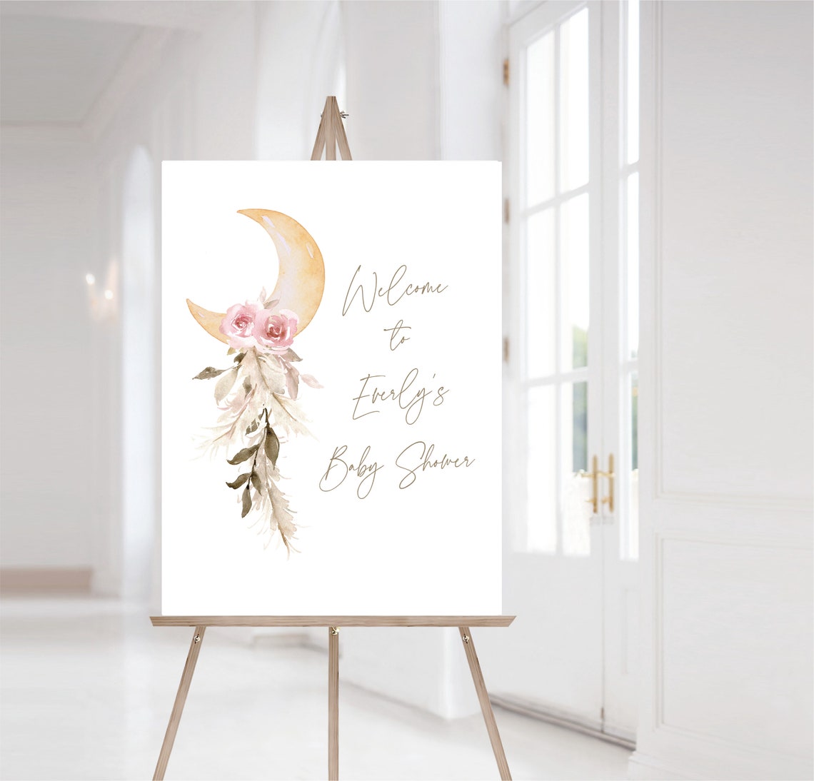 Moon Baby Shower Welcome Sign, Stay Wild Moon Child Editable Sign, Boho ...