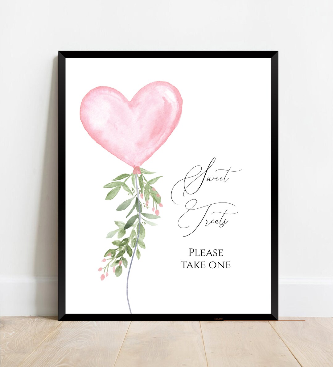 Sweetheart Table Sign, Printable Balloon Sign, Editable Pink Heart Sign ...