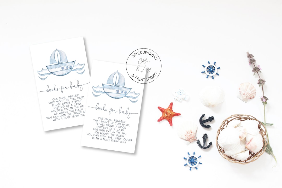 Nautical Books for Baby Insert, Sailboat Books Instead of a Card ...