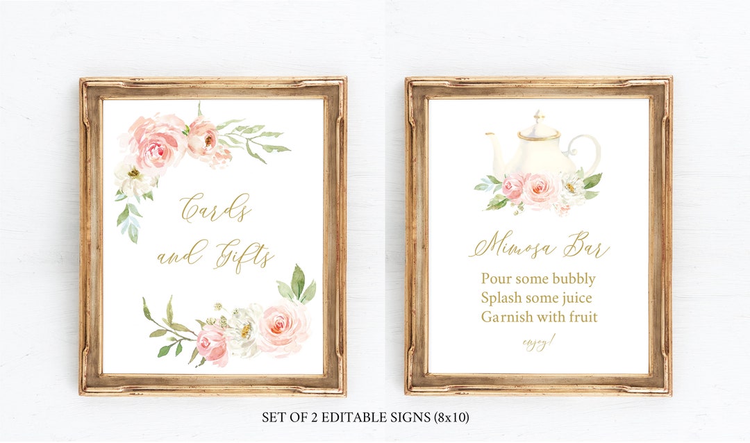 Editable Bridal Shower Tea Sign, Printable Tea Party Sign, Editable ...
