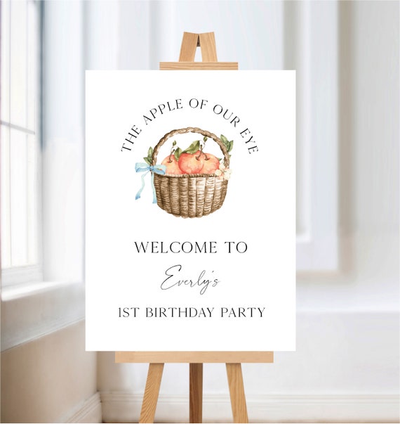 Apple Birthday Party Welcome Sign Instant Download Apple - Etsy