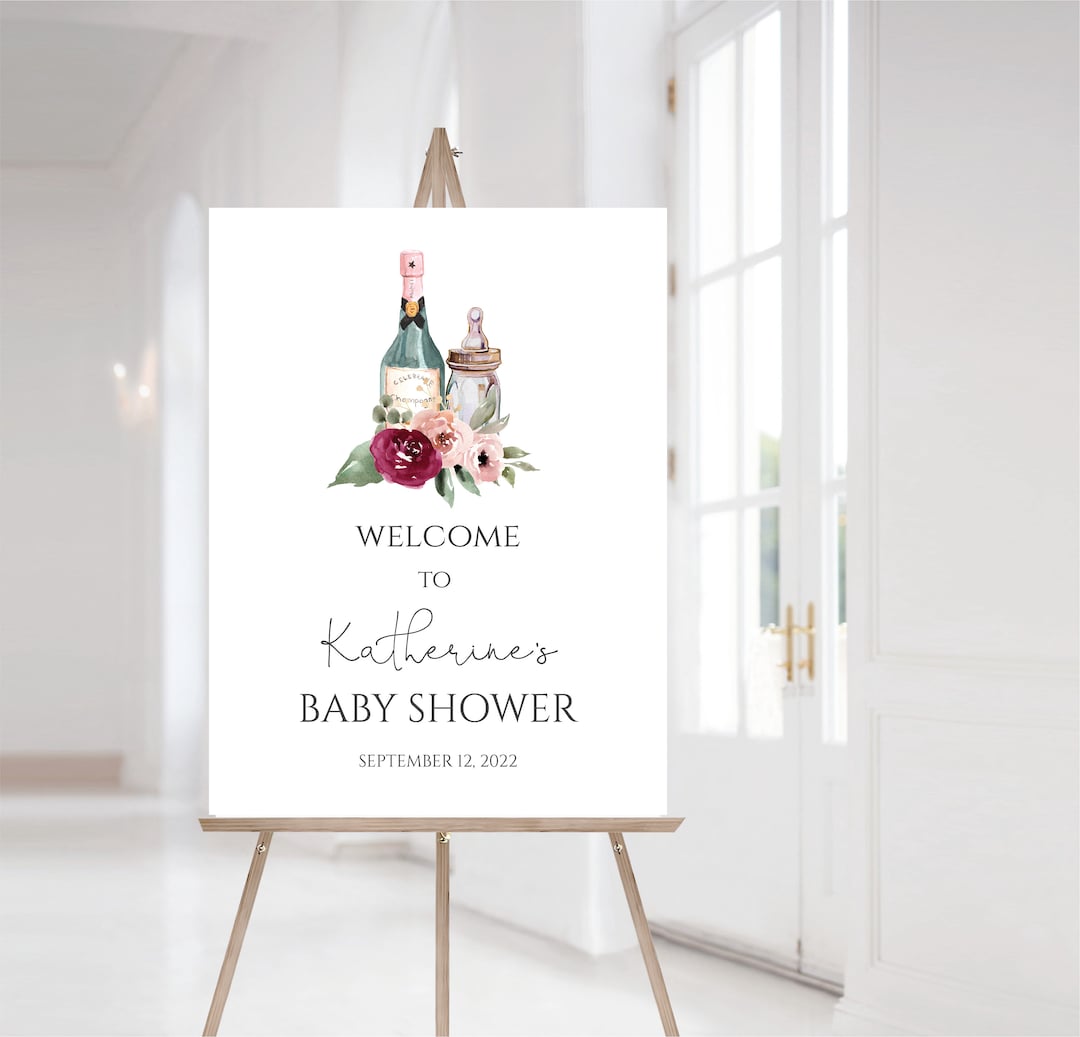 Poppin Bottles Baby Shower Welcome Sign, Instant Download, Editable ...