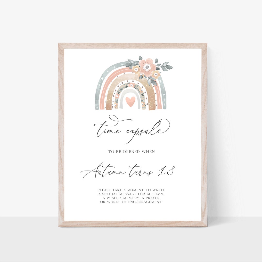 Printable Rainbow Time Capsule, Girl Rainbow First Birthday Time ...