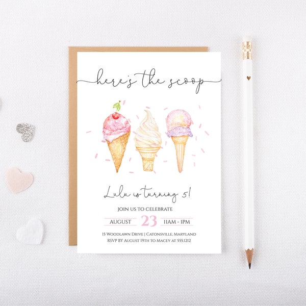 Ice Cream Invitation - Etsy