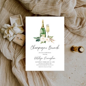 Champagne Brunch Invitation, Editable Bridesmaids Luncheon Invite ...