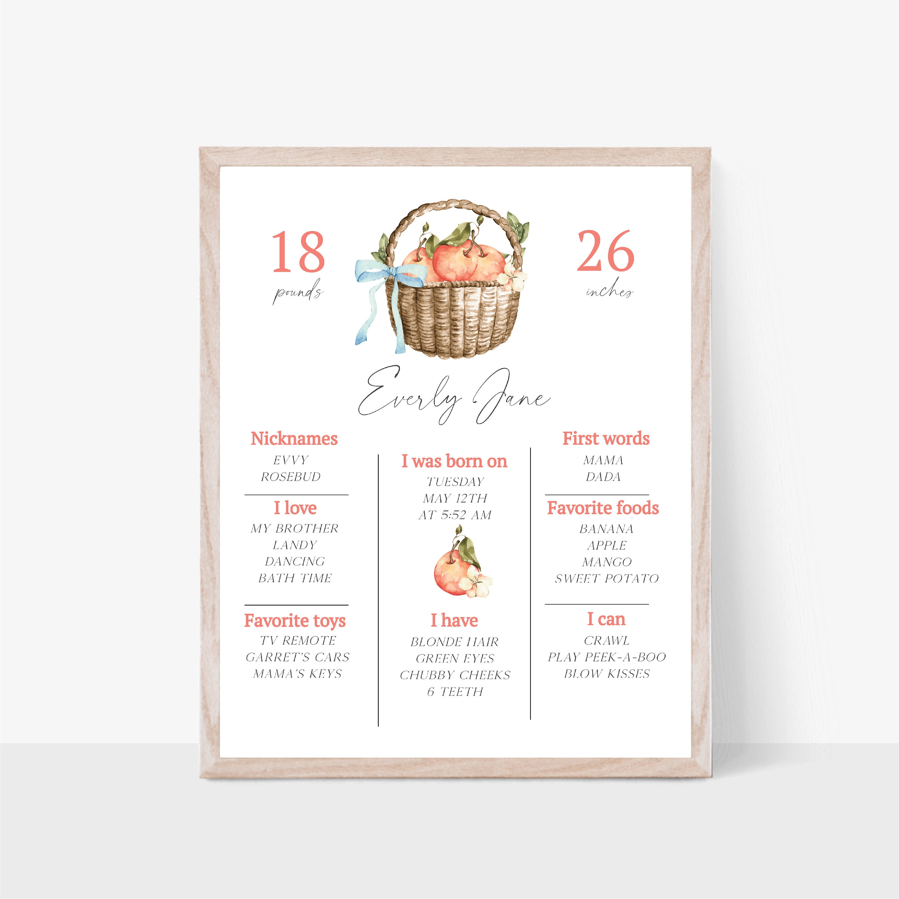Apple First Year Sign for a Girl, Instant Download, Editable Apple ...