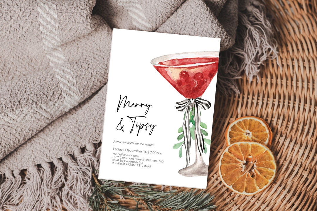Christmas Cocktail Party Invitation, Instant Download, Editable Holiday ...
