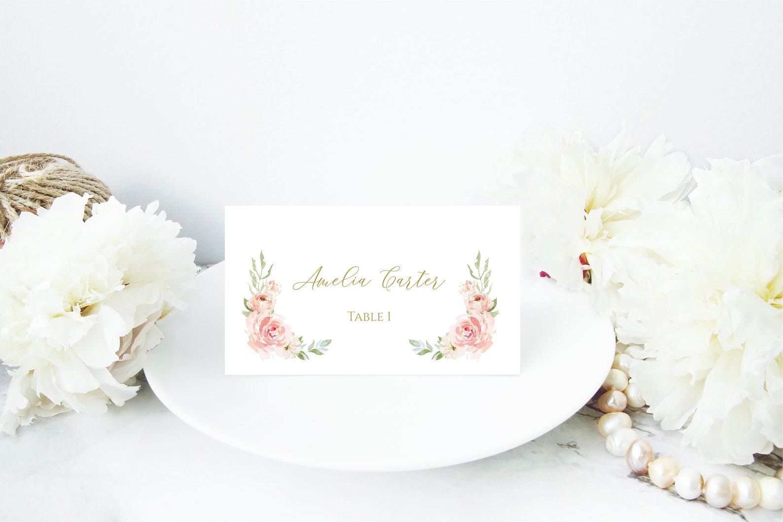 Pink Floral Place Cards INSTANT DOWNLOAD Editable Template - Etsy