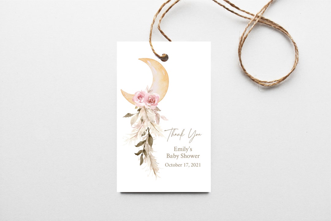 Boho Moon Favor Tag, Instant Download, Editable Thank You Tag, Favor ...