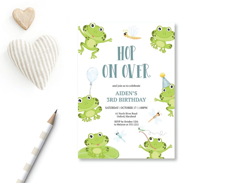 Frog Birthday Party Invitation, Frog Birthday Invitation, Editable Frog ...