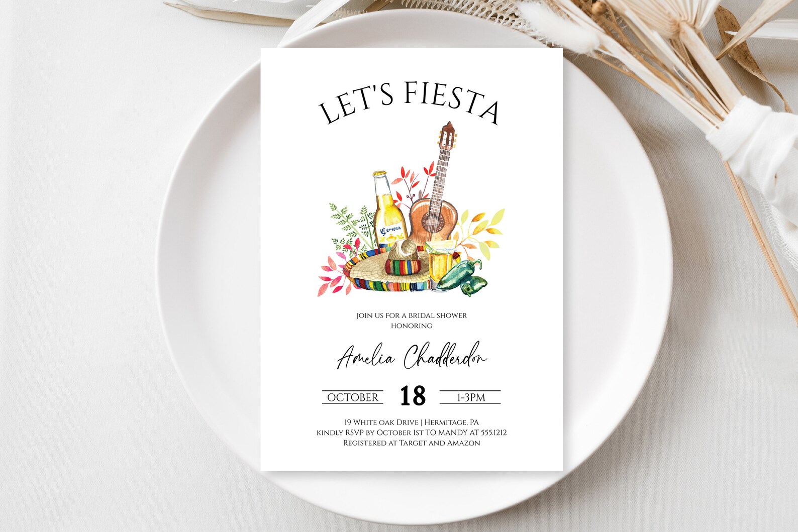 Fiesta Bridal Shower Invitation, Fiesta Birthday Party Invitation ...