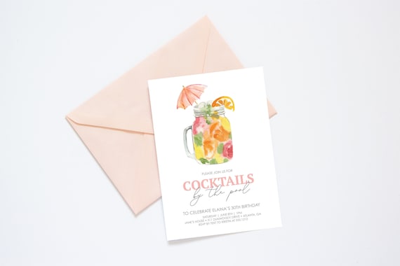 Summer Cocktail Party Invitation Pool Party Invitation Pool | Etsy