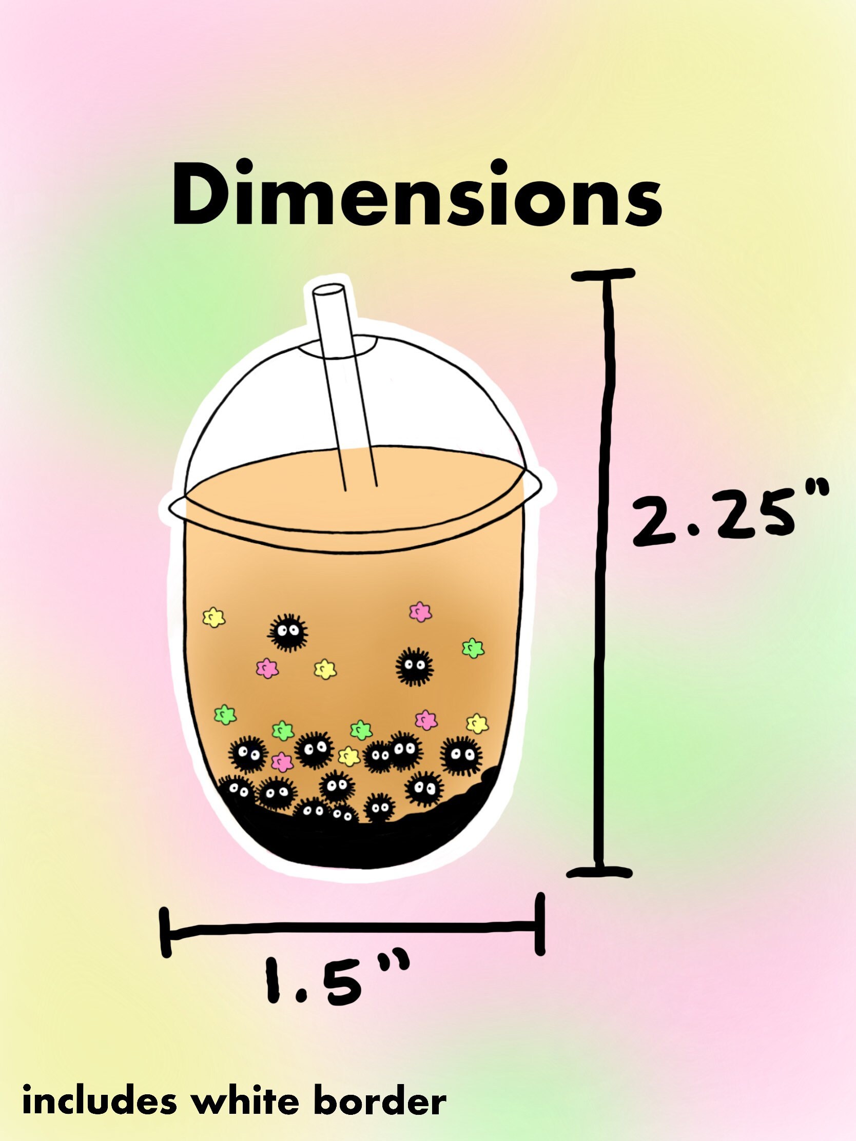 Soot Sprite Bubble Tea Boba Sticker With Rainbow Star Candies Kawaii ...