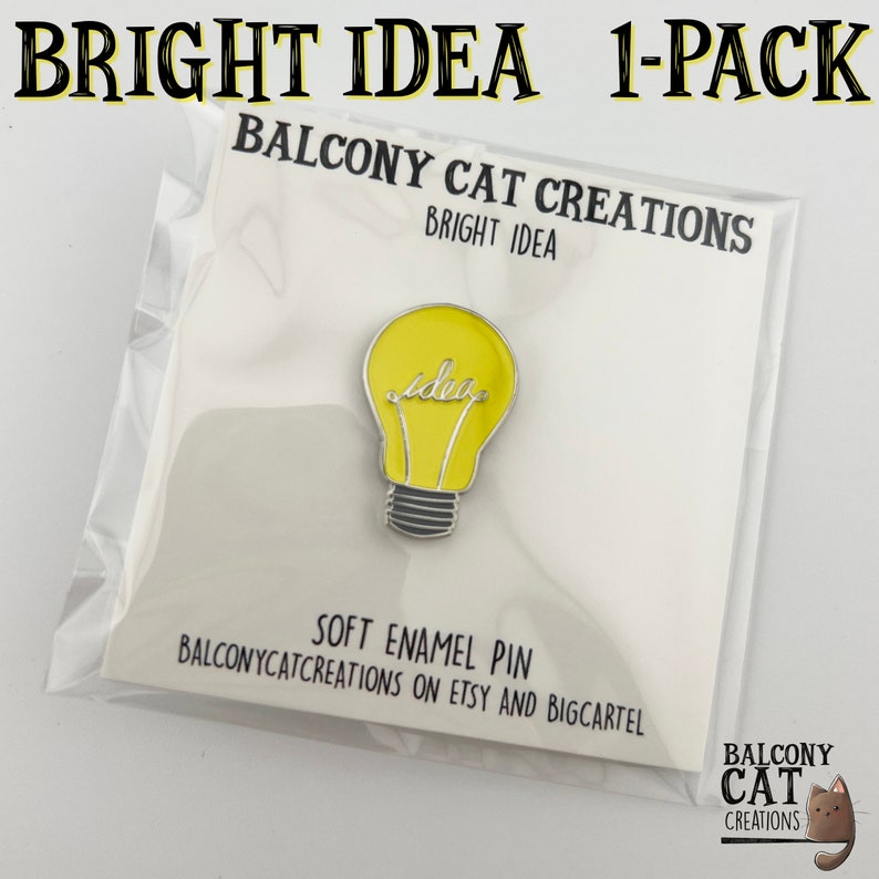 Bright Idea Light Bulb 1 Inch Enamel Pin, Quirky Design Pin, Novelty ...