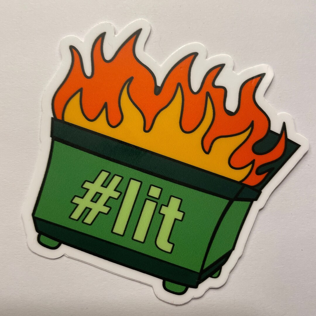 3 lit Green Dumpster Fire Sticker - Etsy