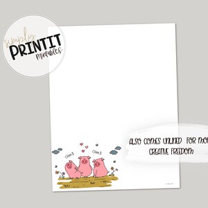 Printable Stationery, Digital Hog Stationary, Pig Writing Paper, Farm ...