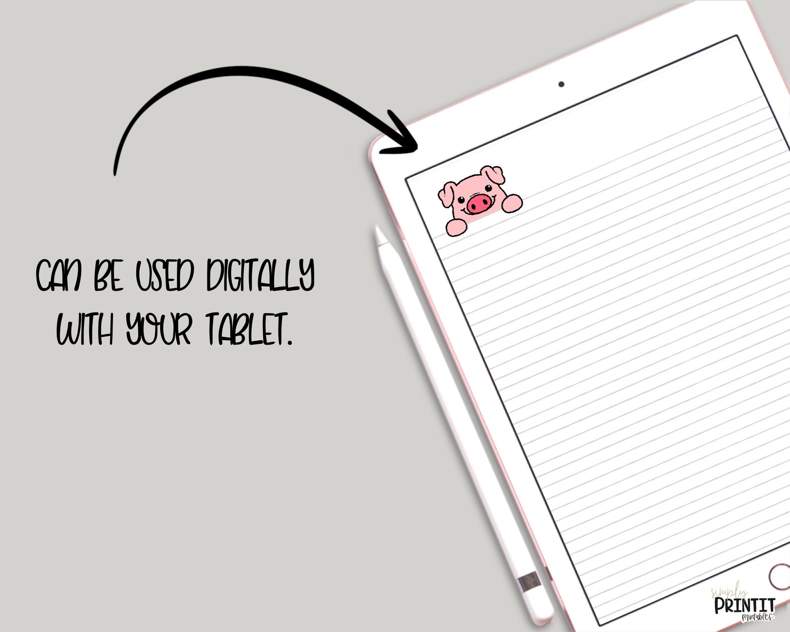 Printable Stationery, Digital Hog Stationary, Pig Writing Paper, Farm ...