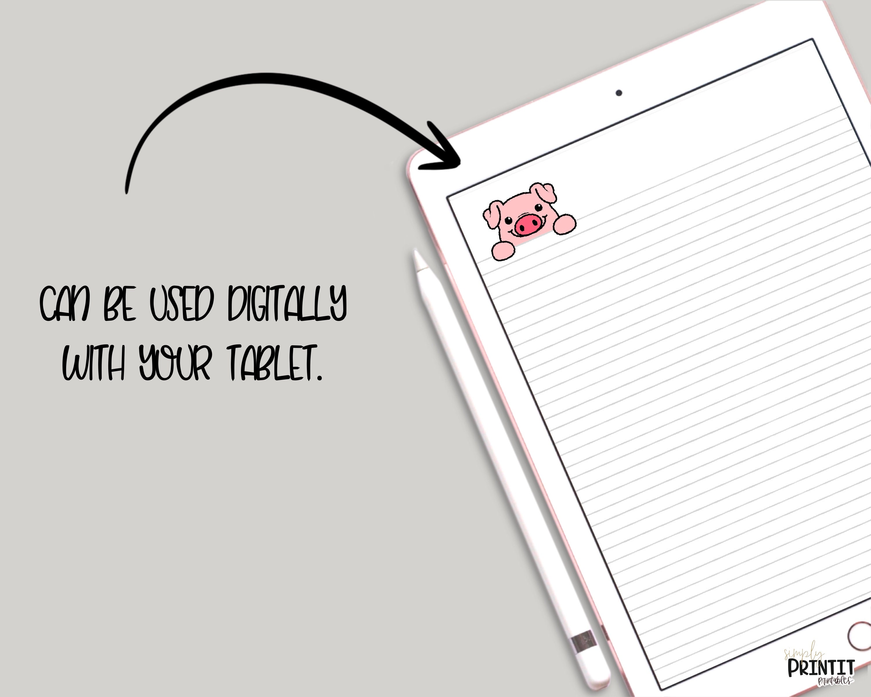 Printable Stationery, Digital Hog Stationary, Pig Writing Paper, Farm ...