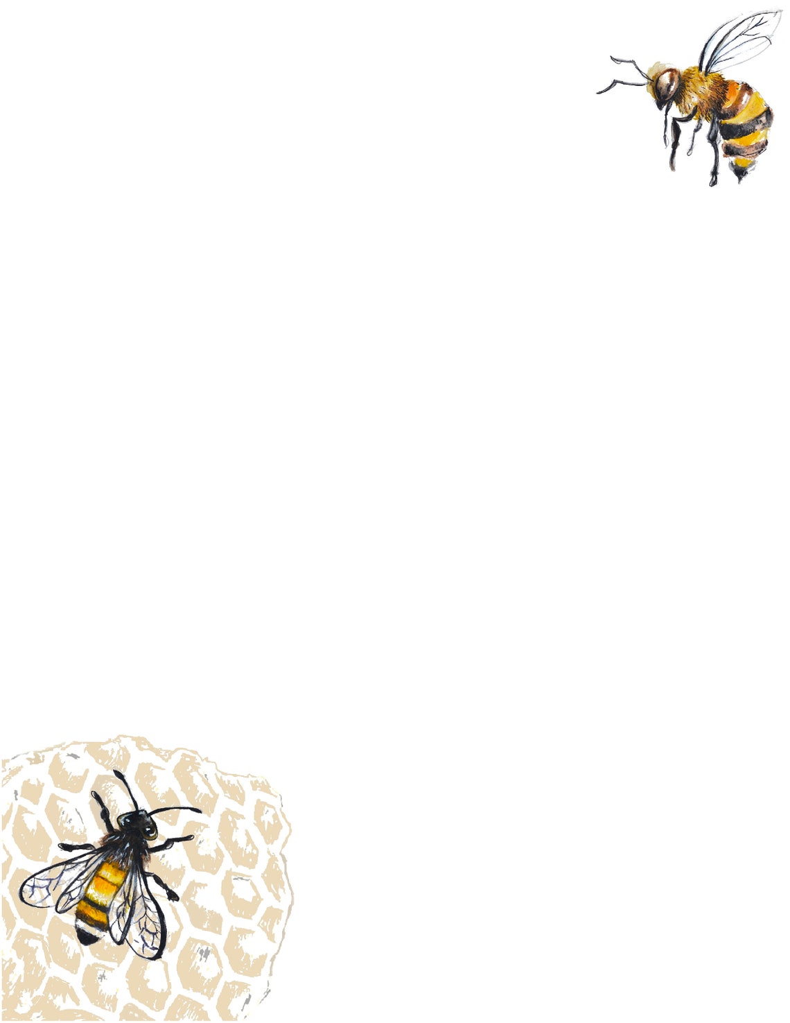 Stationary Paper Bee Printable Stationary A4 Stationary - Etsy