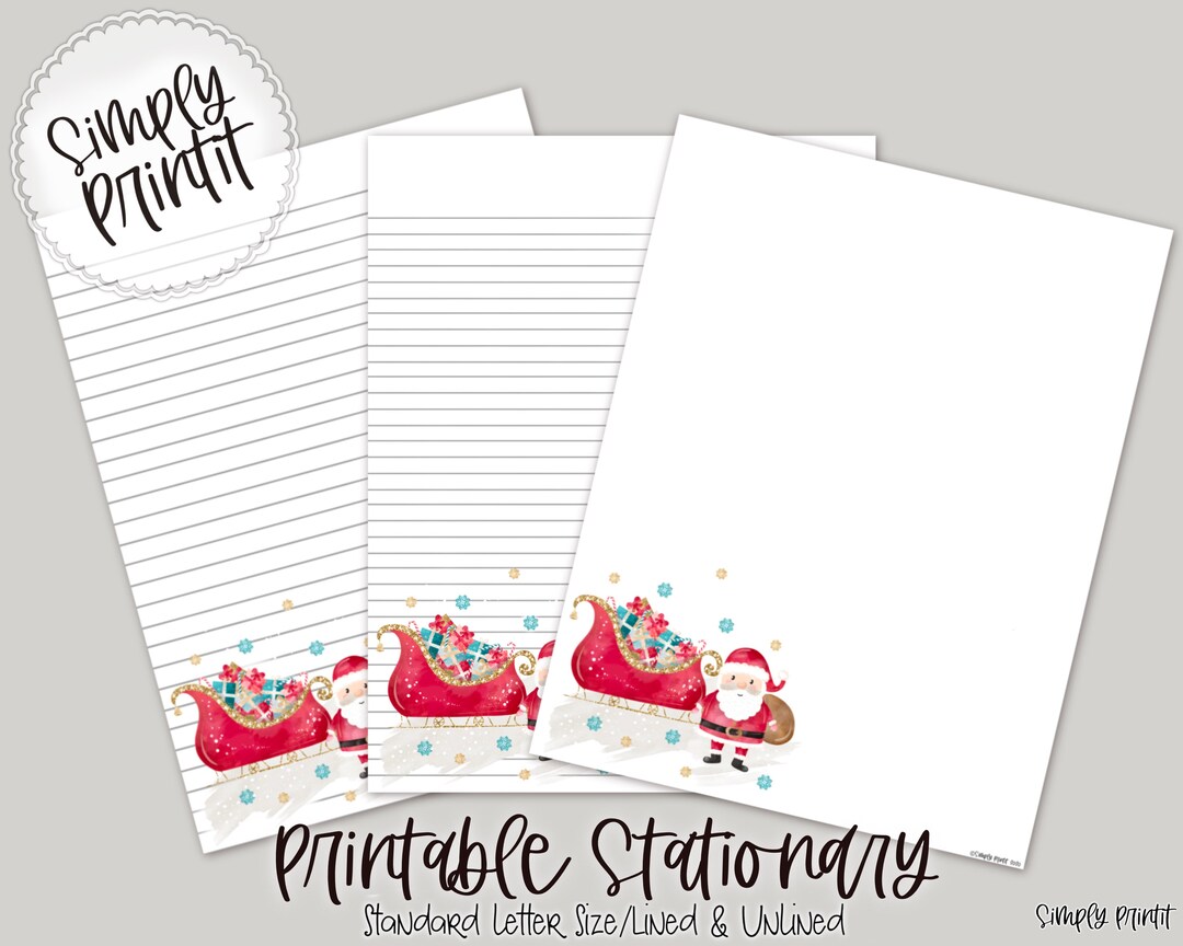 Stationery Paper, Christmas Stationary, Printable Santa Paper ...