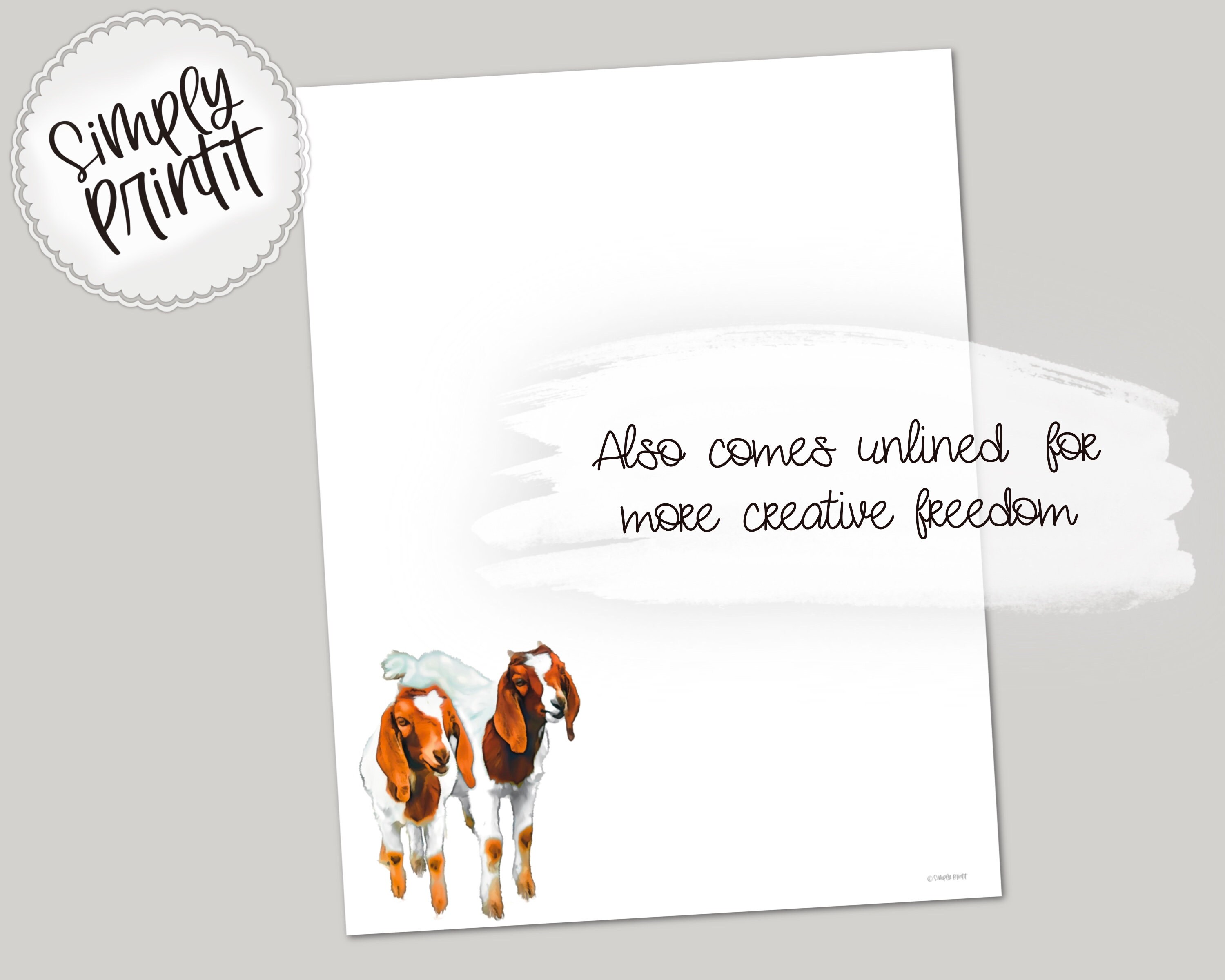 Printable Stationery, Digital Stationary, Goat Writing Paper, Farm ...