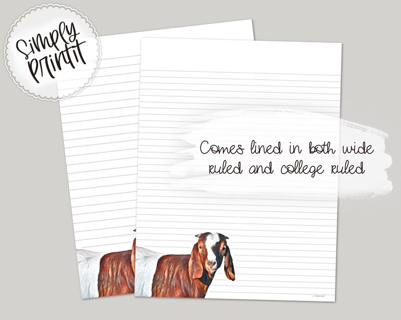 Printable Stationery, Digital Stationary, Goat Writing Paper, Farm ...