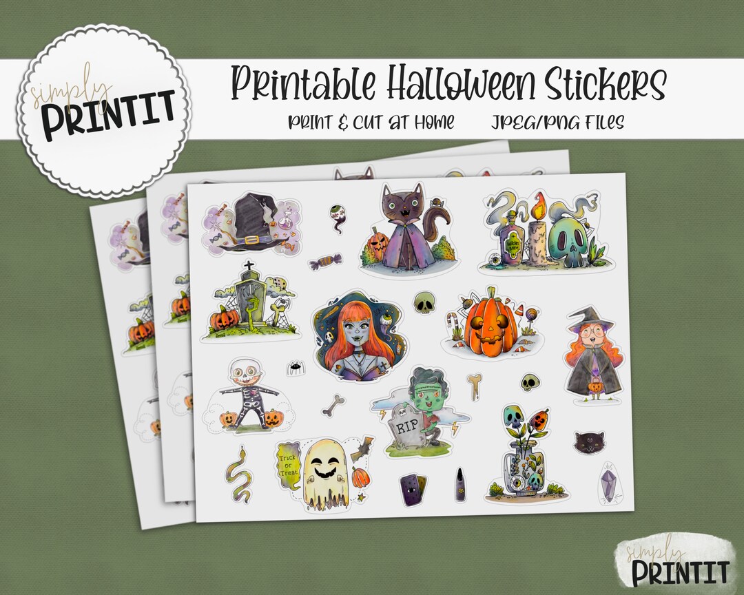 Printable Sticker Bundle, Halloween Vinyl Stickers, PNG Cricut ...
